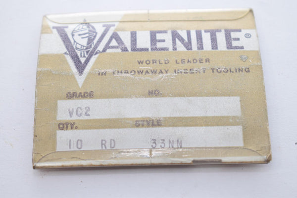 Pack of 10 NEW Valenite RD 33NN Grade VC2 Carbide Inserts – VB ...