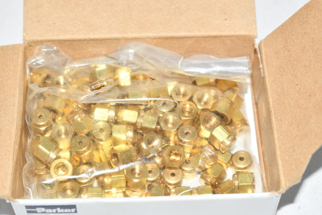 Pack of 100 NEW PARKER 1NU1-B 1/16'' A-LOK Brass Nut – VB Industrial Supply