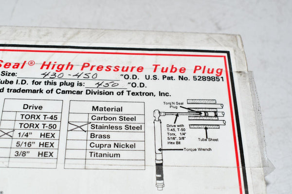 Pack of 12 NEW JNT 430-450 Torq N' Seal High Pressure Tube Plug 300in ...
