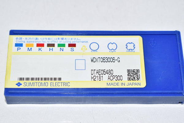 Pack of 2 NEW Sumitomo WDXT063006-G Grade: ACP300 Indexable Carbide In