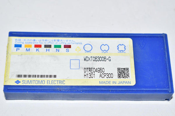 Pack of 5 NEW Sumitomo WDXT063006-G Grade: ACP300 Indexable Carbide In ...