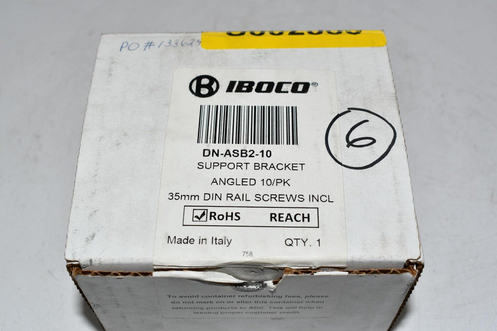 Pack of 6 NEW IBOCO DN-ASB2-10 ANGLED SUPPORT BRACKET, NO SCREWS