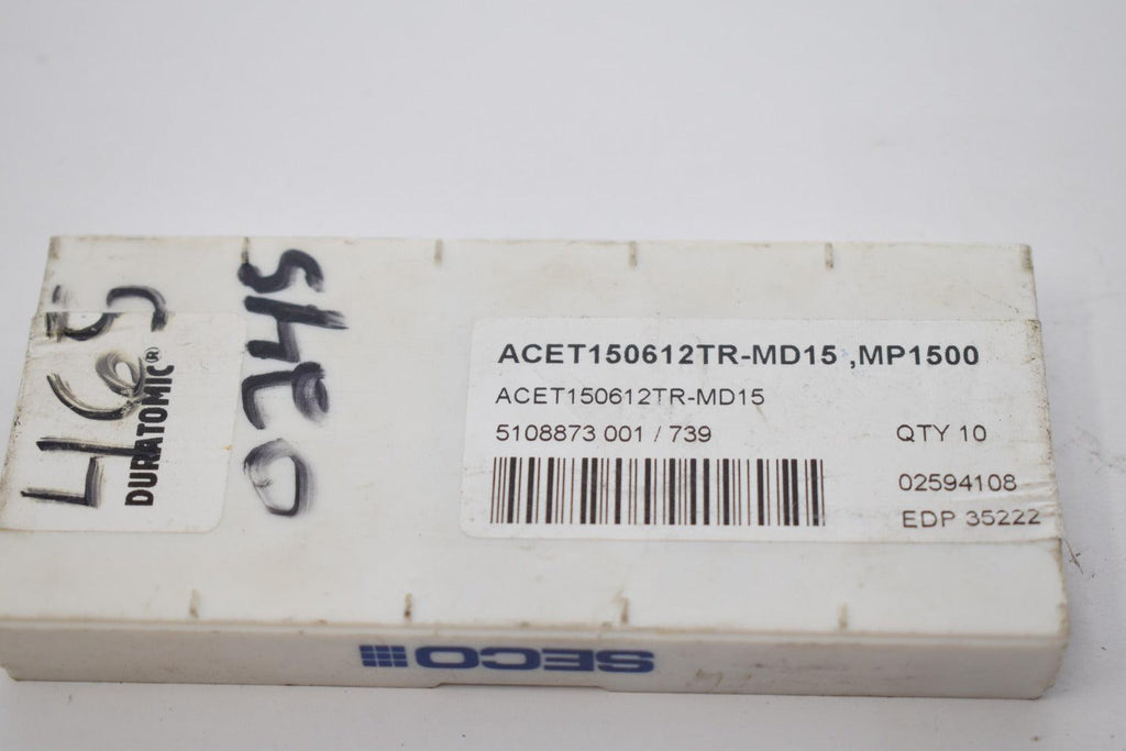 Pack of 6 NEW Seco ACET150612TR-MD15 Grade-MP1500 Carbide Insert Milli ...