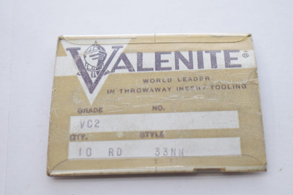 Pack of 8 NEW Valenite RD 33NN Grade VC2 Carbide Inserts – VB ...