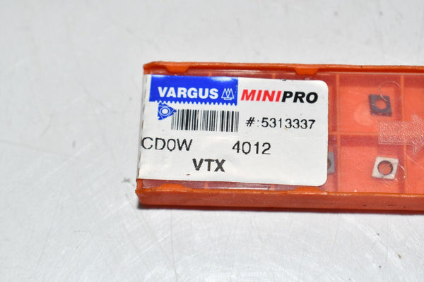 Pack of 8 NEW Vargus Minipro 5313337 CDOW VTX 4012 Carbide Insert inde ...