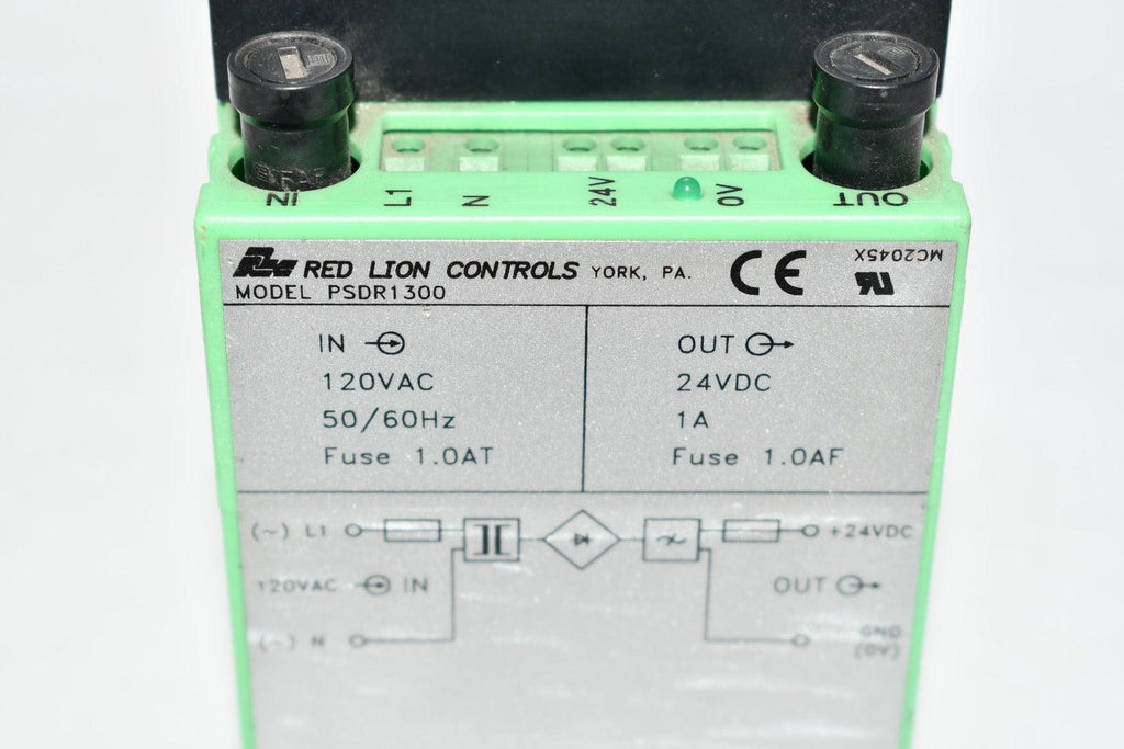 Red Lion Controls PSDR1300, 120VAC/24VDC 1AMP, Power Supply DIN Rail M ...