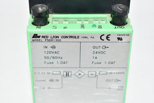 Red Lion Controls PSDR1300, 120VAC/24VDC 1AMP, Power Supply DIN Rail M ...