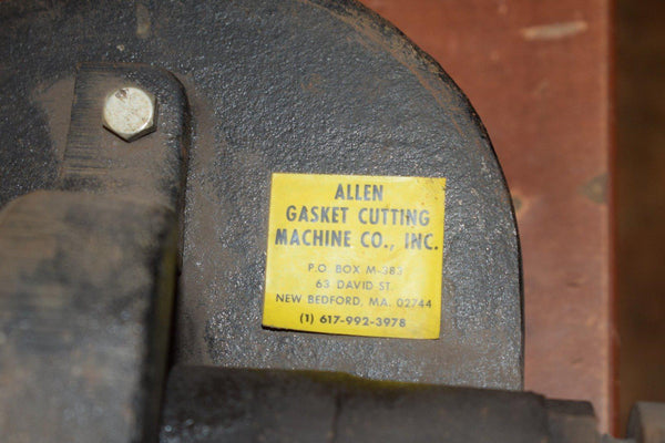 Vintage ALLEN GASKET CUTTING MACHINE CO. GASKET CUTTER Pat: 1783859 ...