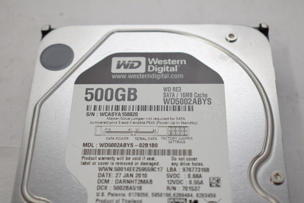 Western Digital WD5002ABYS-02B1B0 500GB HDD Hard Disk Drive RE3 SATA ...