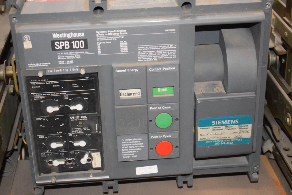 Westinghouse SPB 100 Systems Pow-R-Breaker 3 Pole 800 AMP Frame 50/60 ...